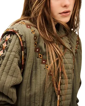 Ba&sh Quilted Cotton Jacket - Khaki