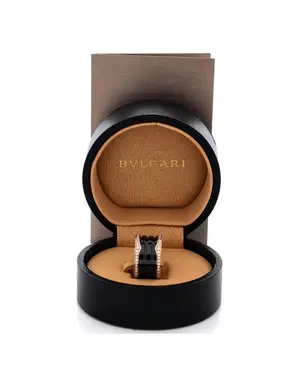 BVLGARI B.zero1 Three-band Ring In 18k Rose Gold And Ceramic With Diamonds