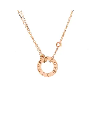 CARTIER Love Pendant Necklace 18k Rose Gold And Diamonds - Pink