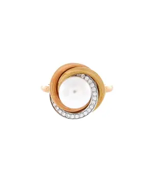 CARTIER 14mm Trinity Pearl Ring 18k Tricolor With Pearl And Diamonds - Gold