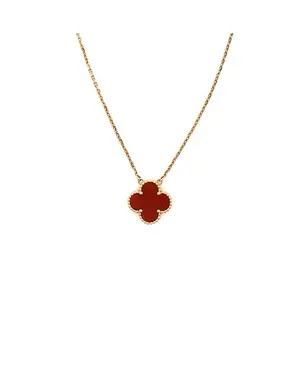 VAN CLEEF & ARPELS Vintage Alhambra Pendant Necklace 18k And Carnelian - Gold