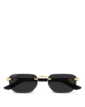 CARTIER Squared Rimless Sunglasses, 53mm
