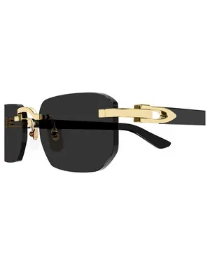 CARTIER Squared Rimless Sunglasses, 53mm