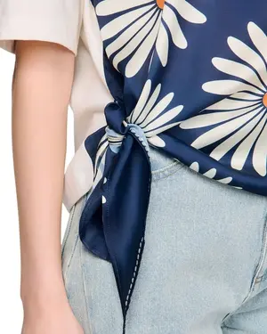 Sandro Scarf Print Tee - Deep Blue