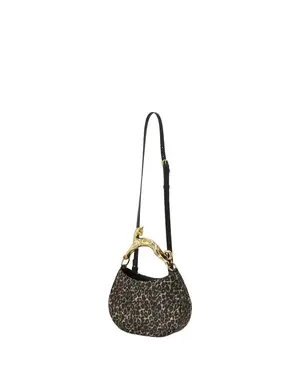 LANVIN Small Hobo Cat Raffia Bag - Beige/black.