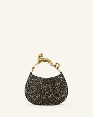 LANVIN Small Hobo Cat Raffia Bag - Beige/black.