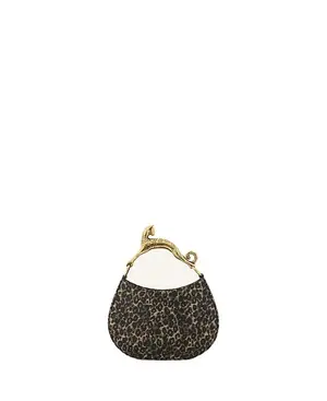 LANVIN Small Hobo Cat Raffia Bag - Beige/black