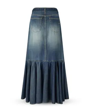 Pinko Guardiano Denim Ruffled Skirt - Pjc