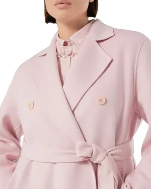 Marina Rinaldi Double Breasted Wool Blend Coat With Belt