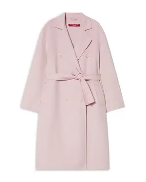 Marina Rinaldi Double Breasted Wool Blend Coat With Belt