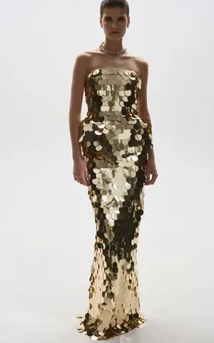 BALYKINA Sequined Maxi Skirt - Gold
