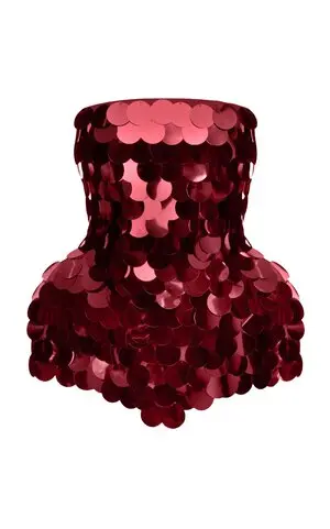 BALYKINA Sequined Corset Top - Burgundy