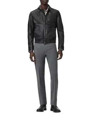 John Varvatos Collared Leather Jacket
