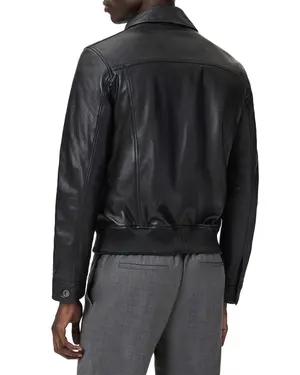 John Varvatos Collared Leather Jacket