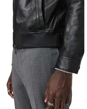 John Varvatos Collared Leather Jacket