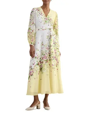 HOBBS LONDON Ariel Silk Floral Dress - Yellow Multi