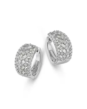 Bloomingdale'S Diamond Huggie Hoop Earrings In 14k 2.33 Tcw - White Gold