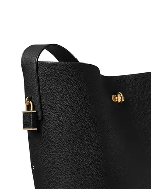 Tory Burch Lock Suede Slim Bucket Bag - Black