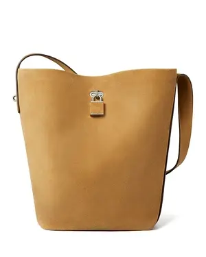 Tory Burch Lock Suede Slim Bucket Bag - Wild Tabacco