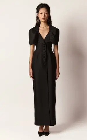 JULYCOLUMN Wool-silk Button-up Maxi Dress