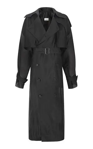 JULYCOLUMN Sj Silk Trench Coat - Black