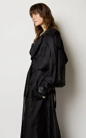 JULYCOLUMN Sj Silk Trench Coat
