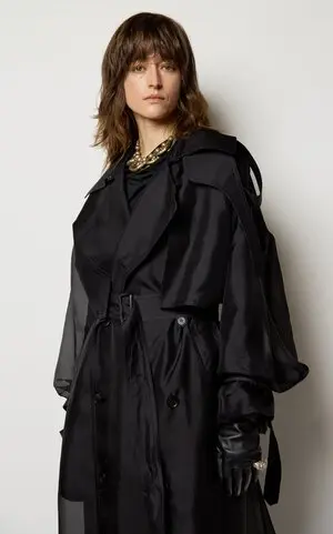 JULYCOLUMN Sj Silk Trench Coat