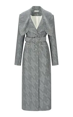 JULYCOLUMN Kiwa Jacquard Coat - Dark Wash
