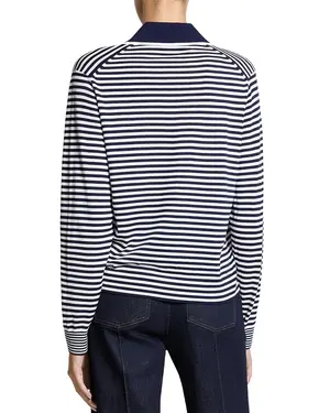 Theory Merino Wool Striped Polo Pullover Sweater