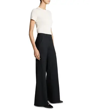 Theory Wool Blend Flared Pants - Black