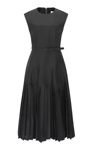 JULYCOLUMN Sj Wool-silk Pleated Midi Dress - Black