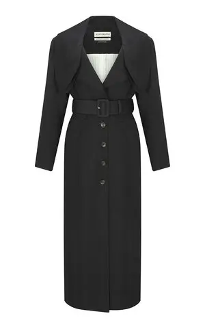 JULYCOLUMN Kiwa Wool-silk Maxi Coat - Black