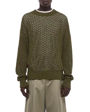 Helmut Lang Open Stitch Crewneck Sweater - Olive