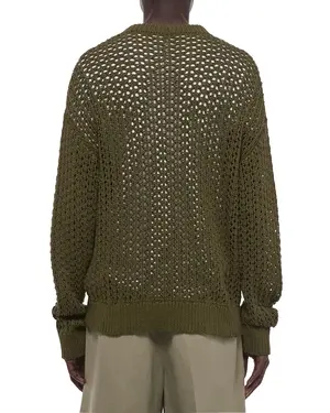 Helmut Lang Open Stitch Crewneck Sweater - Olive