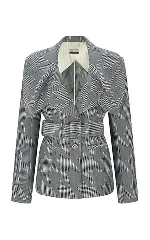 JULYCOLUMN Kiwa Jacquard Tailored Jacket - Dark Wash