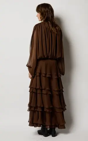 JULYCOLUMN Opera Silk Tie Maxi Dress