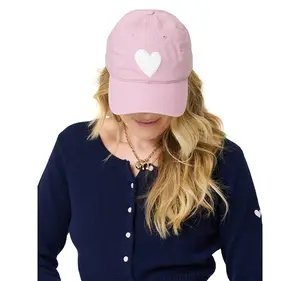 KERRI ROSENTHAL Imperfect Heart Chenille Baseball Cap - Mauve/cream