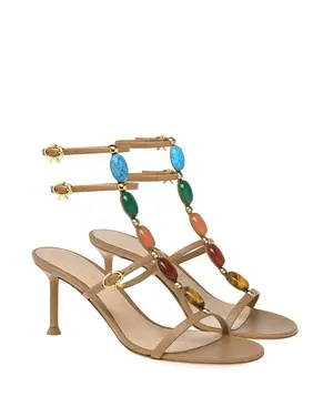 GIANVITO ROSSI Shanti 70 Sandals - Brown Nappa Leather
