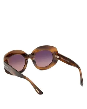 TOM FORD Round Sunglasses, 51mm - Coloured Havana/bordeaux