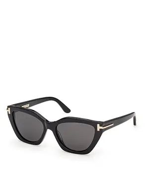 TOM FORD Butterfly Sunglasses, 55mm - Shiny Black/smoke