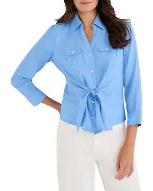 NIC+ZOE Iconic Tie Front Shirt - French Blue
