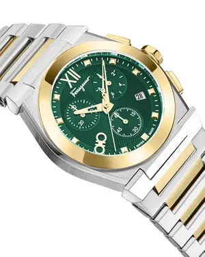 FERRAGAMO Vega Chronograph, 40mm - Two Tone/green