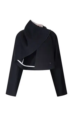 JULYCOLUMN Jeogori Wool-silk Cropped Jacket - Black