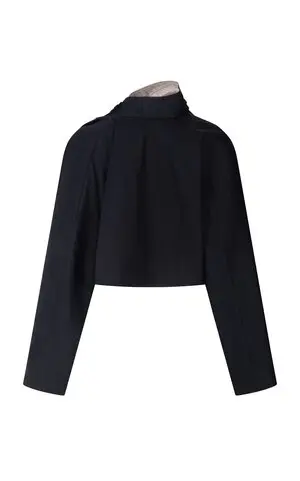 JULYCOLUMN Jeogori Wool-silk Cropped Jacket - Black