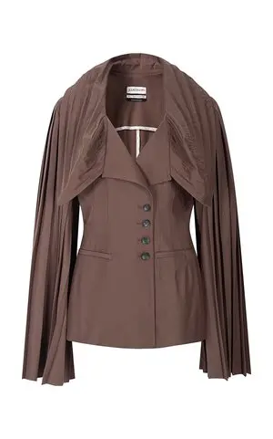 JULYCOLUMN Kiwa Wool-blend Stitched Pleated-sleeve Jacket - Brown