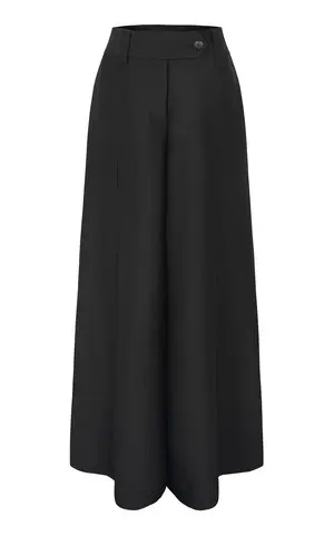 JULYCOLUMN Origami Wool-silk Signature Tuck Pants - Black