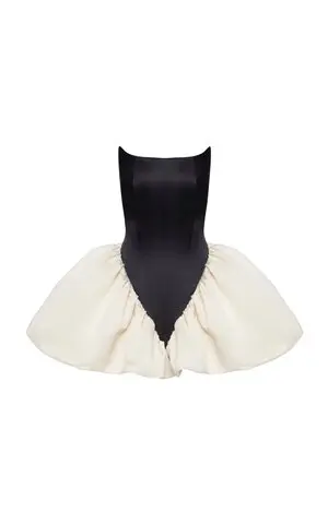BALYKINA Cady-satin Bubble Mini Dress - Black