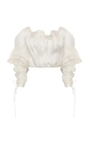 ANDRES OTALORA Donde Permanece Off-the-shoulder Silk-organza Top - Off-white