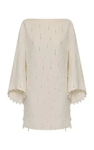 ANDRES OTALORA Lo Aprendido Embellished Linen Mini Dress - Ivory
