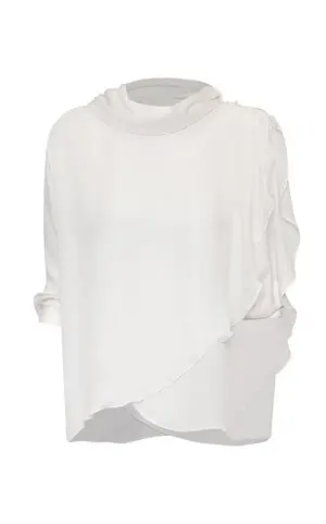ANDRES OTALORA Una Luz Cowl-neck Silk-georgette Blouse - Off-white